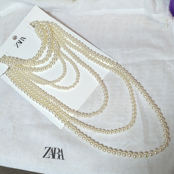 Zara Jewelry Zara Set Of Pearl Necklace Multiple Strands Mix And
